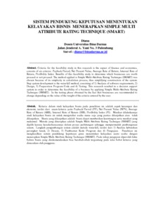 Sistem Pendukung Keputusan Menentukan Kelayakan Bisnis Menggunakan Simple Multi Attribute Rating ...